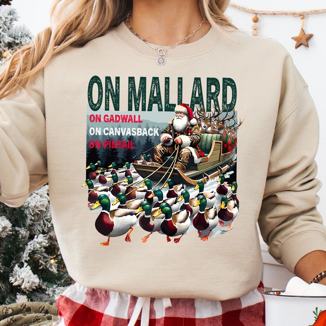 On Mallard on Gadwall Christmas Png, Funny Duck Hunting Santa Png ...