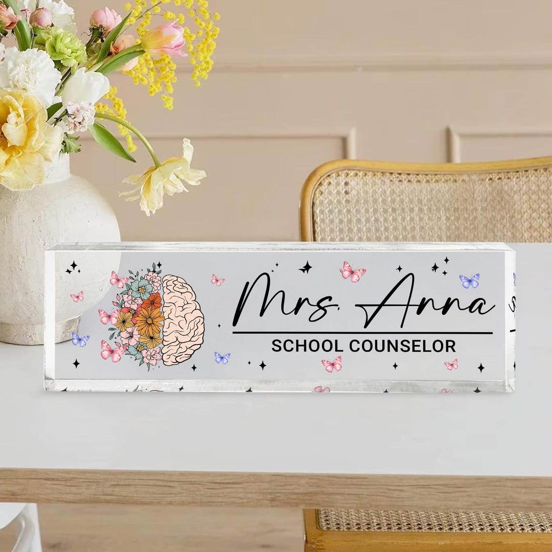 Custom School Counselor Desk Name Plate, Personalized Office Desk Sign ...
