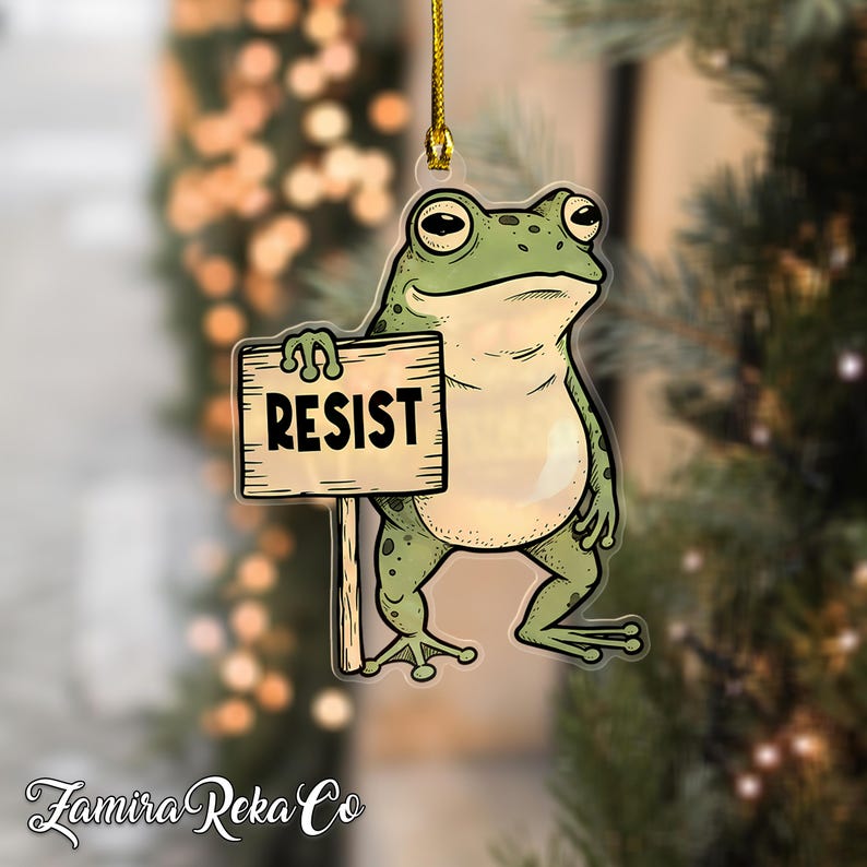 Portland Frog Resist Anti Trump Ornament, Political Ornament, Freedom ...