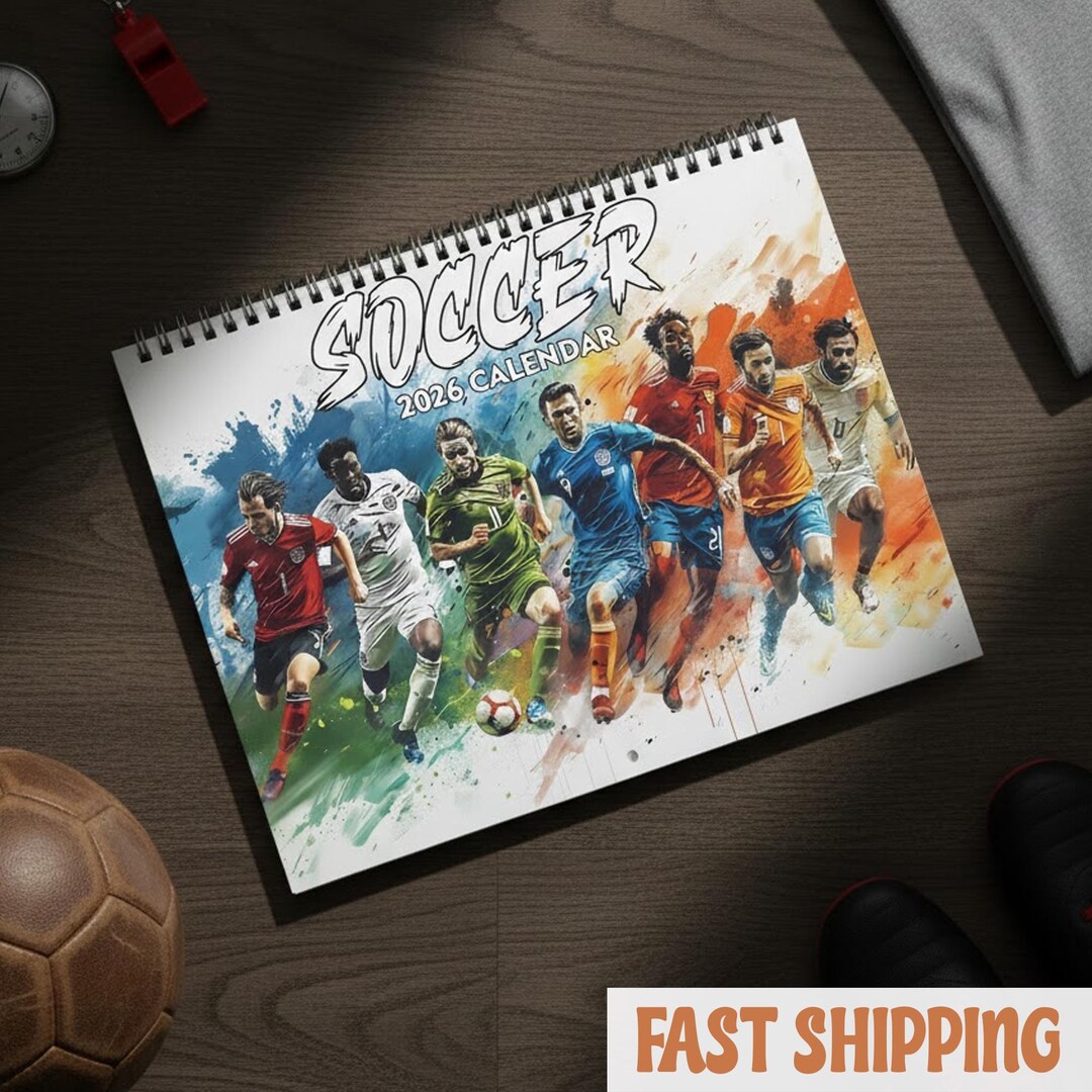Soccer Calendar 2026, Football Wall Calendar, Soccer Player Action Art ...