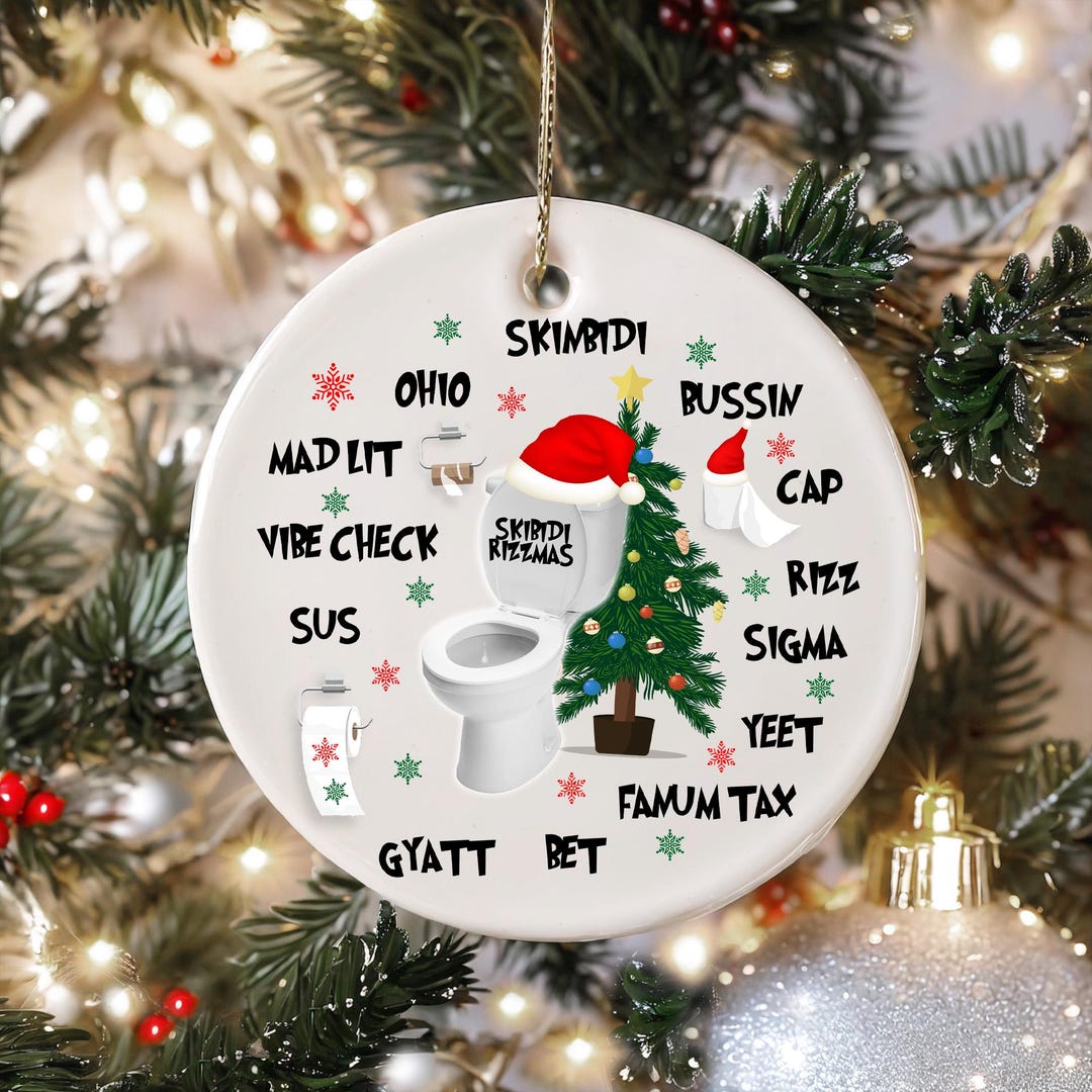 Funny Gen Alpha Slang Christmas Ornament, Skibidi Rizzmas, Skibidi ...