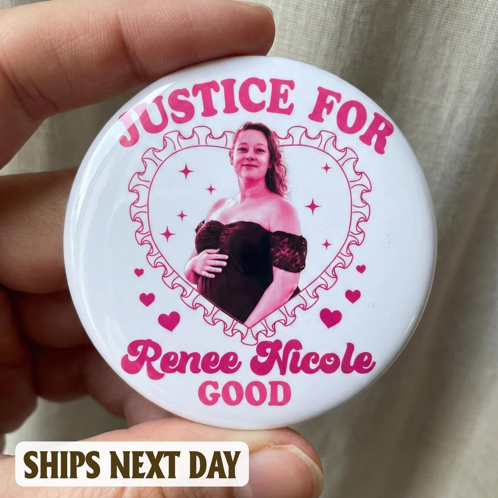 Justice for Goodness Renee Nicole Good Pin Button, Minnesota Memorial ...