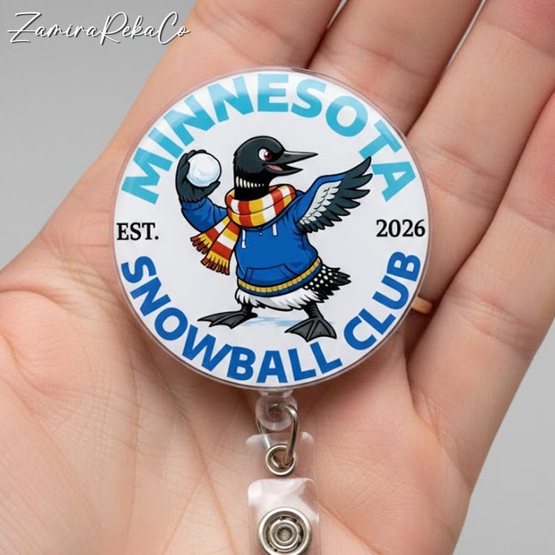 Minnesota Snowball Club Anti-ice Badge Reel, Red Hat Protest Badge ...