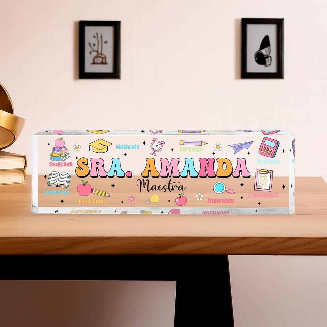 Custom Maestra Desk Name Sign, Personalized Spanish Teacher Name Plate ...