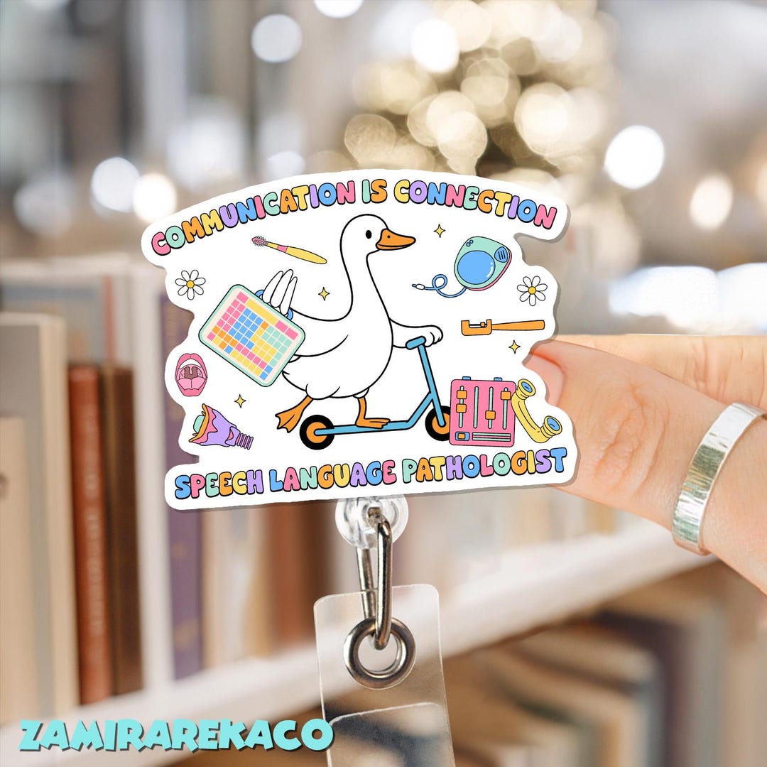 Communication is Connection Speech Language Pathologist Goose Badge ...
