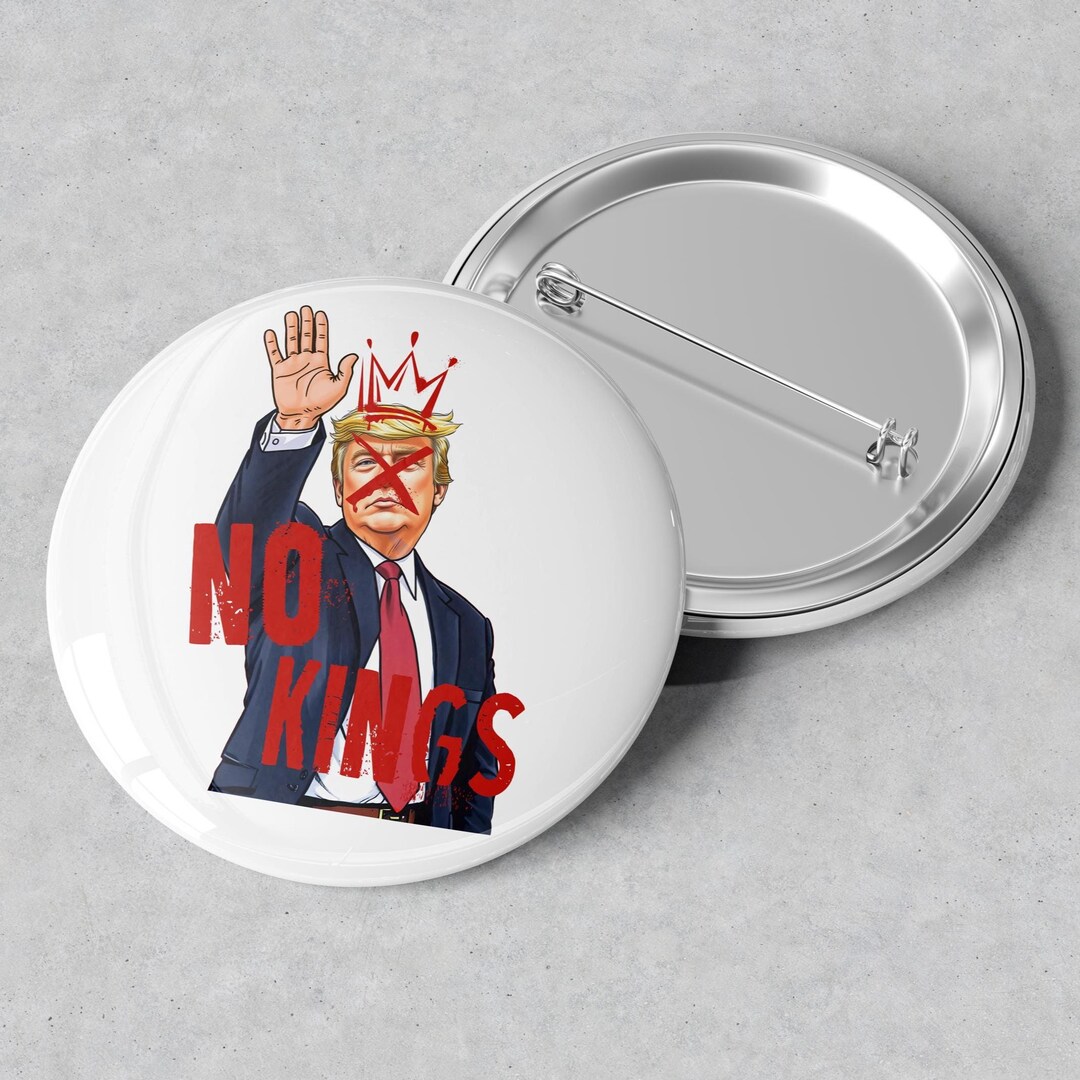 No Kings in America Pin Button, Anti-trump Political Pinback Button ...