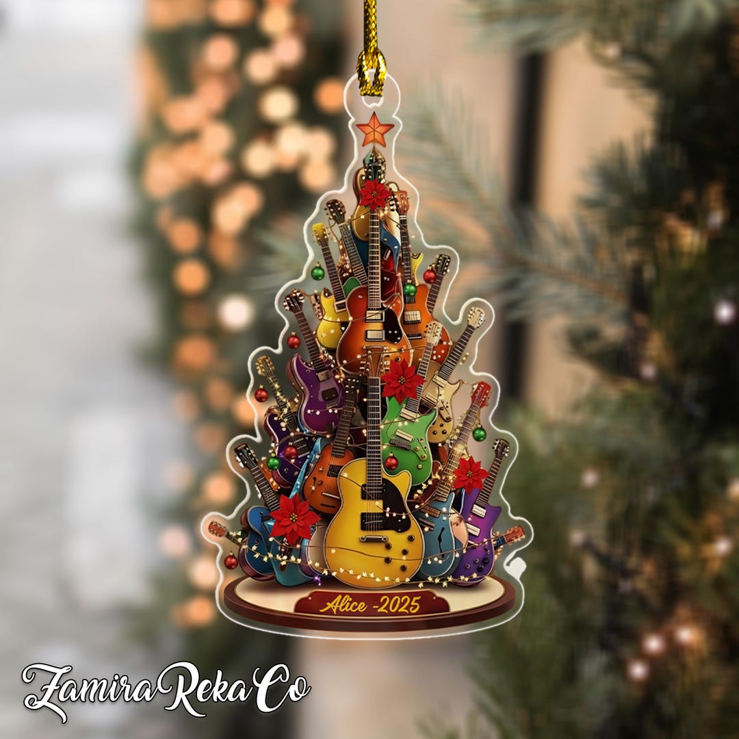Custom Christmas Tree Guitar Christmas Ornament, Acoustic Guitar ...