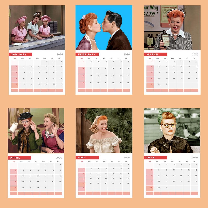 I Love Lucy 2026 Wall Calendar, Classic TV Show Calendar, Vintage ...