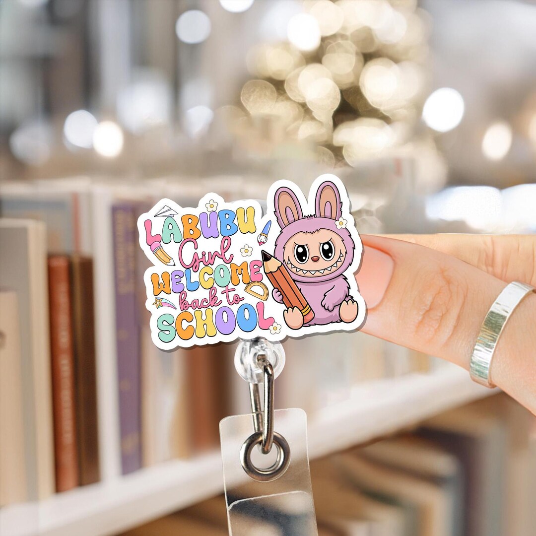 Labubu Girl Welcome Back to School Badge Reel, Labubu Badge Reel ...