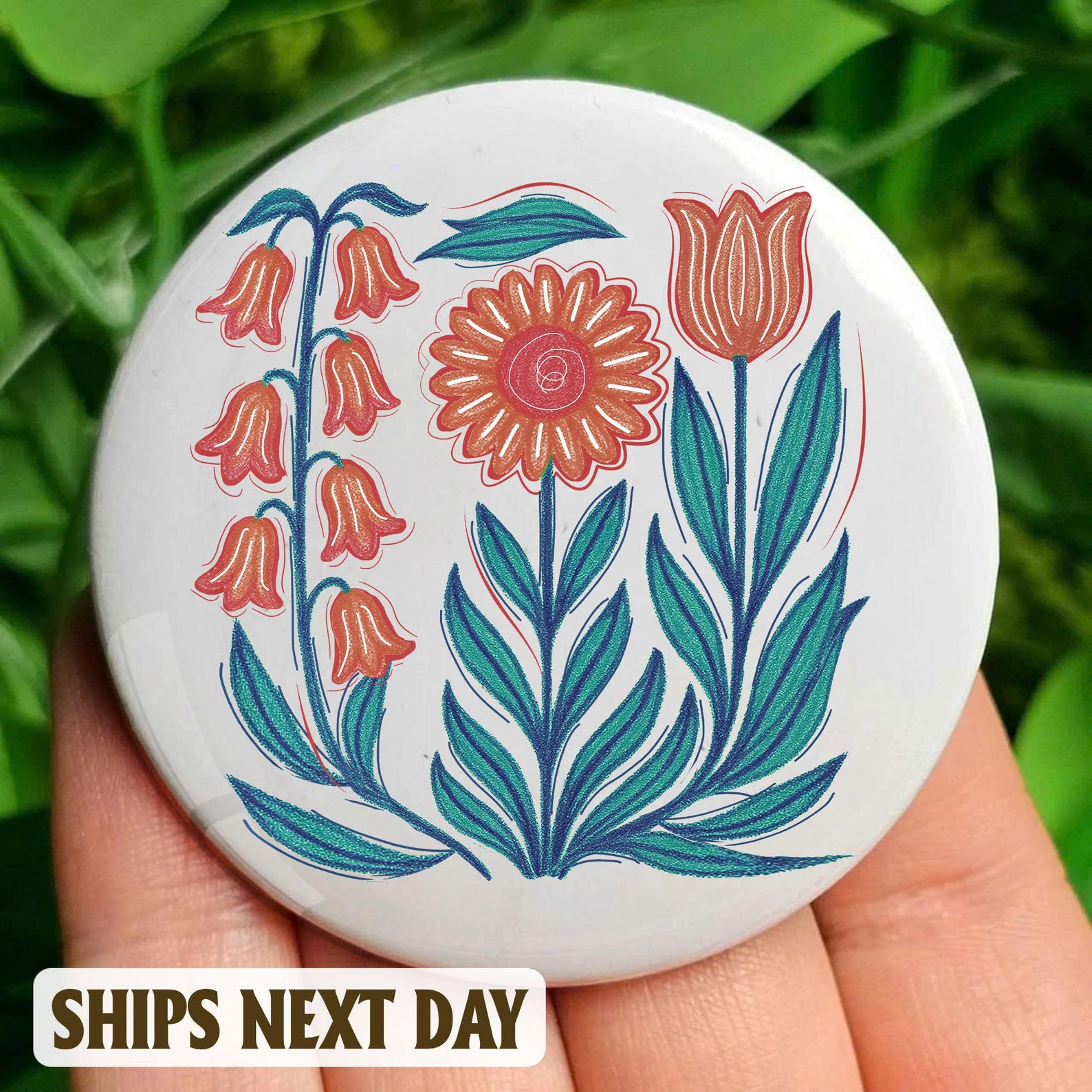 NO WORDS Foxglove Daisy Tulip Anti Trump Pinback Button, FDT Flair Pin ...