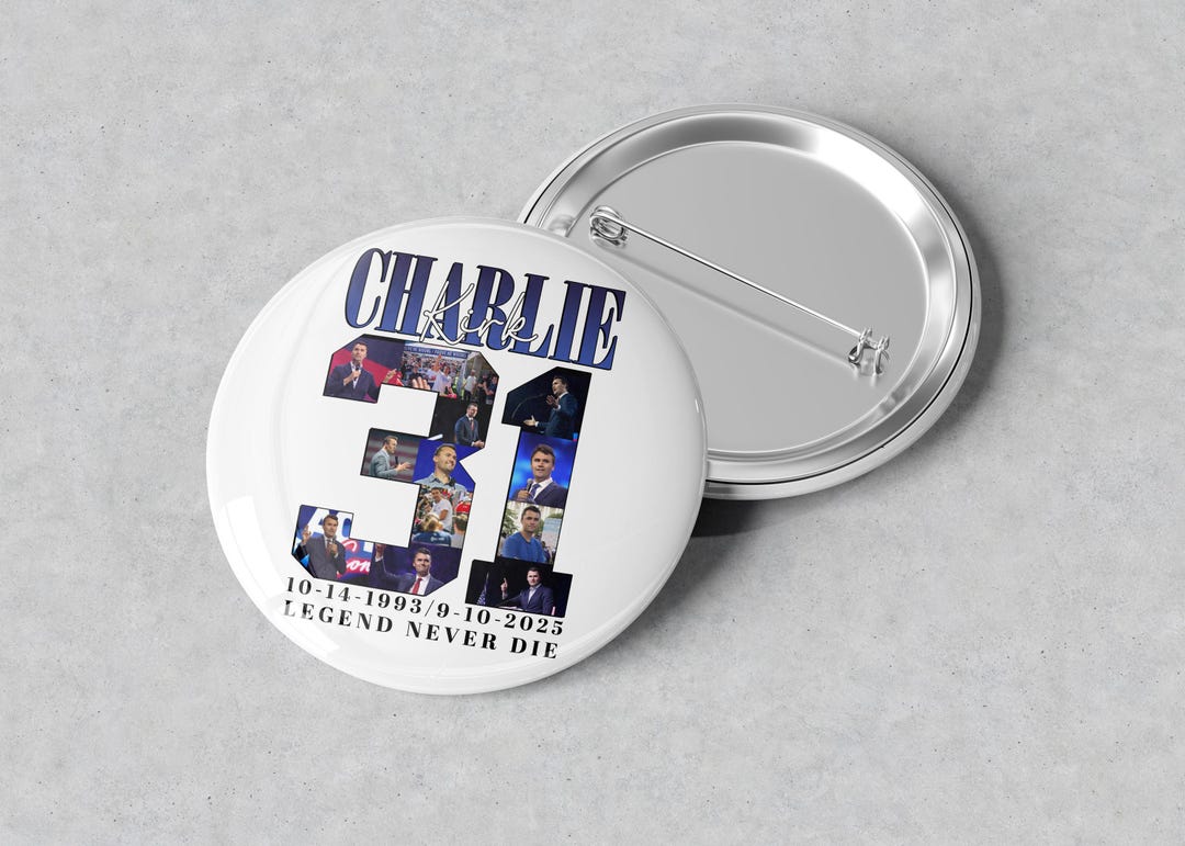 In Memory of Charlie Kirk Justice for Charlie Kirk Pin Button, Freedom ...