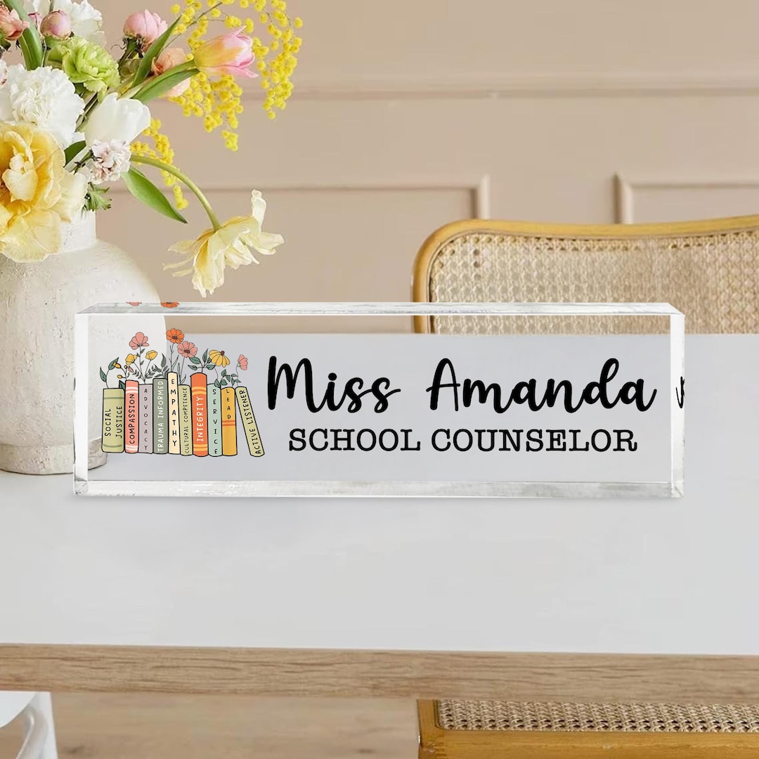Personalized School Counselor Name Plate, Custom Desk Sign for Office ...