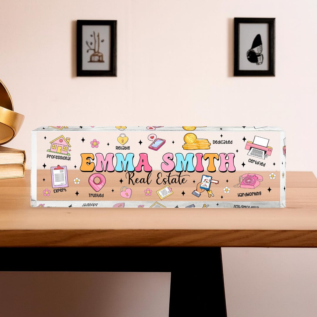 Custom Real Estate Agent Desk Name Sign, Personalized Realtor Name ...