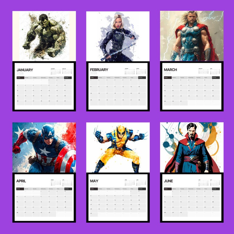 2026 Comic Hero Calendar, Superhero Inspired Art Calendar, Action Comic ...