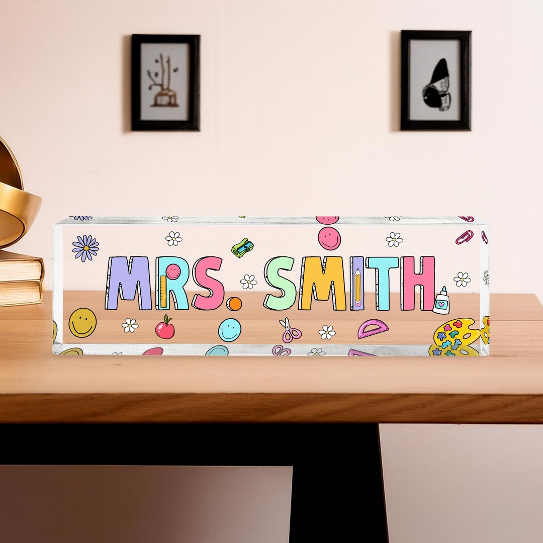 Custom Dalmatian Teacher Desk Name Sign, Personalized Dog Theme Name ...