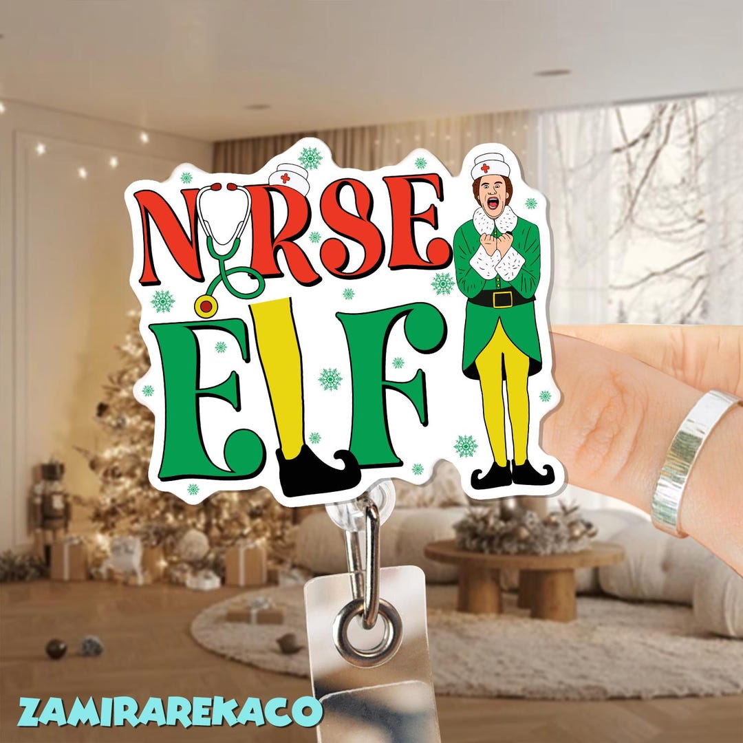Christmas Nurse Elf Badge Reel, Holiday Nurse Badge Holder, Cute Elf ...