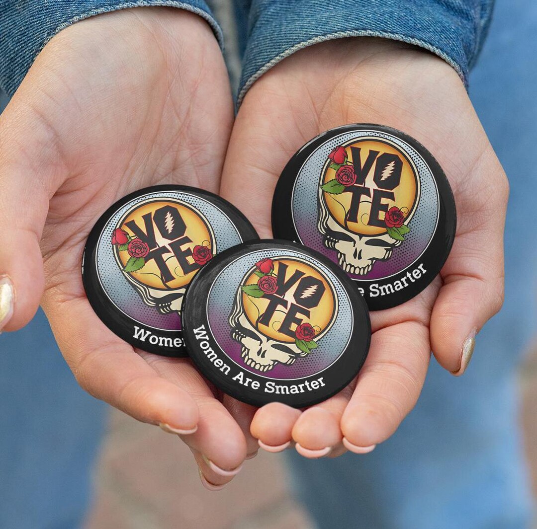 Vote Women Are Smarter 3 Sizes Pin Button, Funny Election Pin, Democrat ...