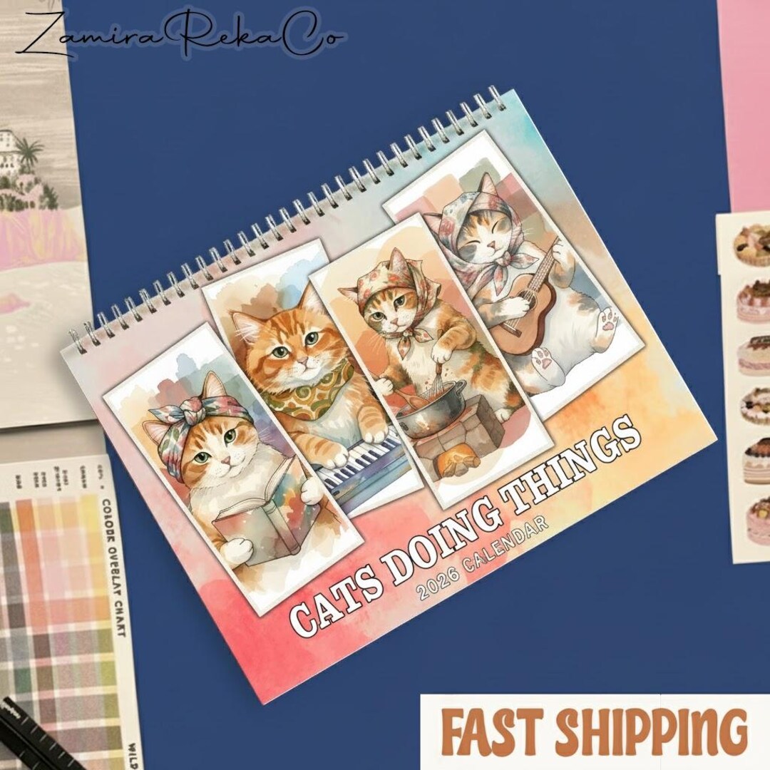 Babushka Cats Doing Everyday Things Calendar 2026 | Funny Cat Wall ...