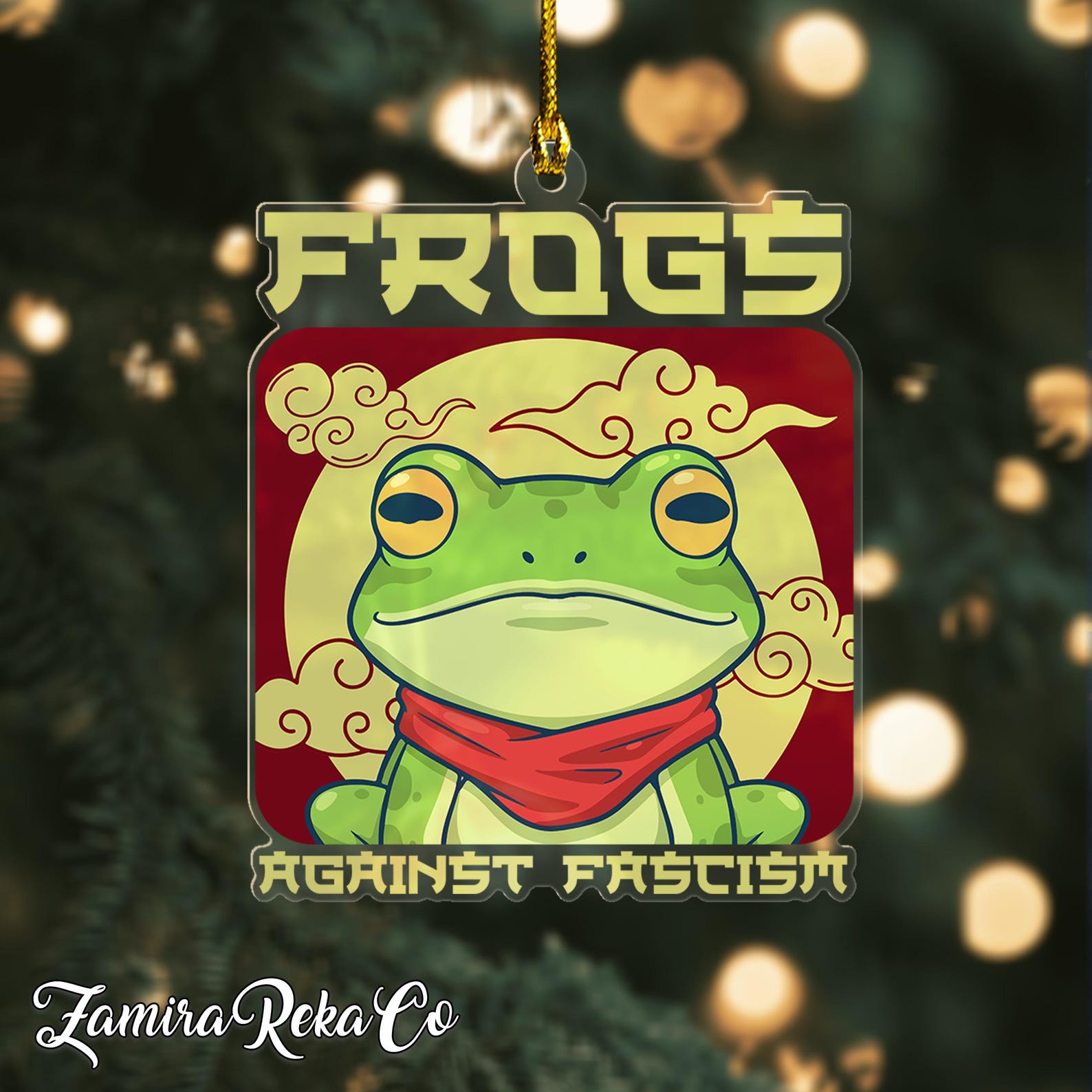 Frogs Against Fascism Anti Trump Japan Style Ornament, Political ...