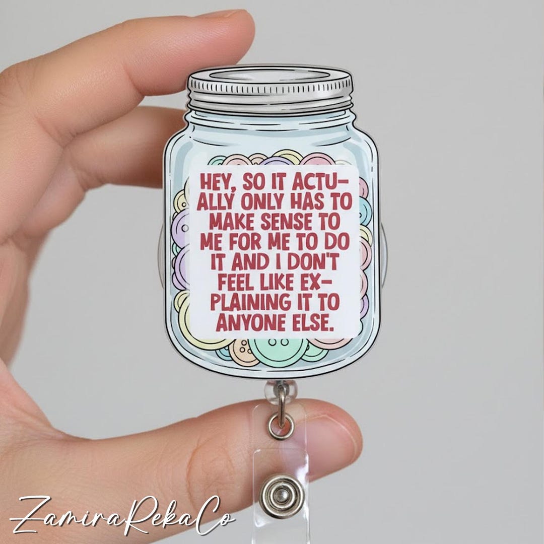 365 Buttons Badge Reel | Cute Button Jar Name Tag Holder | Retractable ...