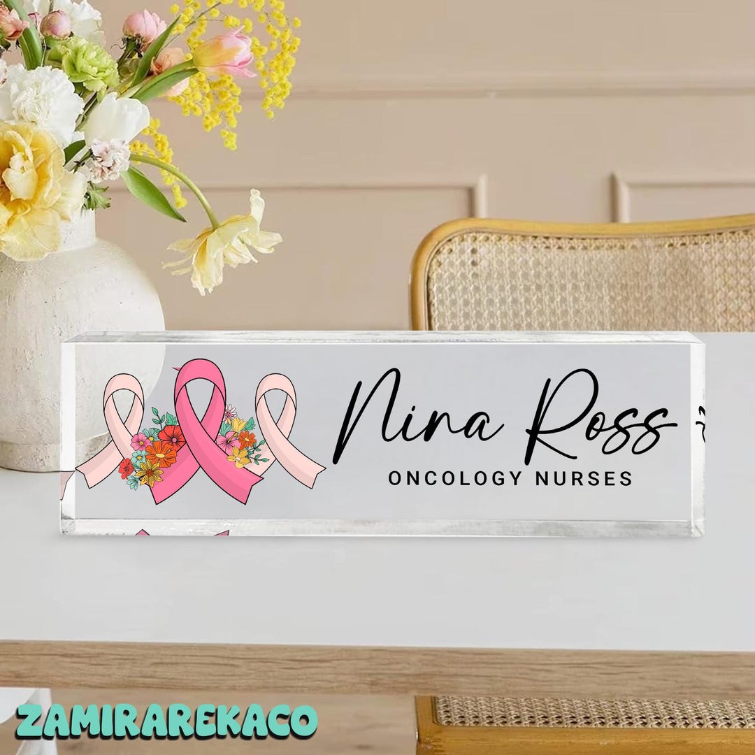 Custom Oncology Nurse Desk Name Plate, Personalized Floral Style Office ...