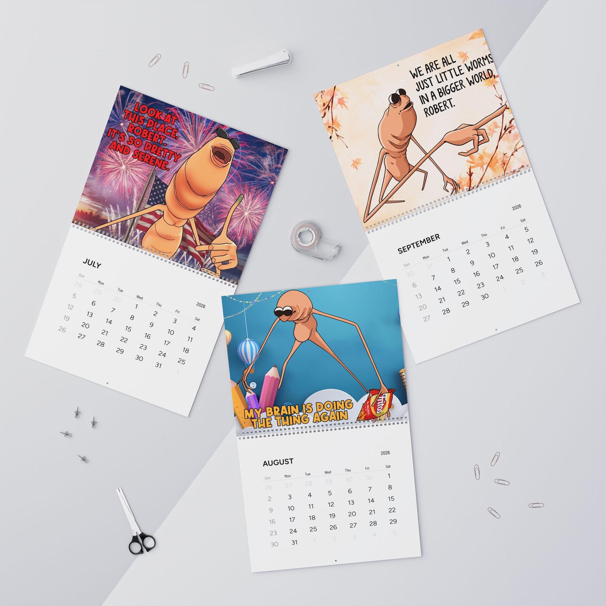 Humorous Office Desk Calendar Marcus The Worm Funny 2026 Wall Calendar ...