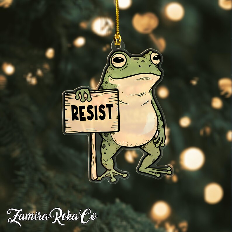 Portland Frog Resist Anti Trump Ornament, Political Ornament, Freedom ...