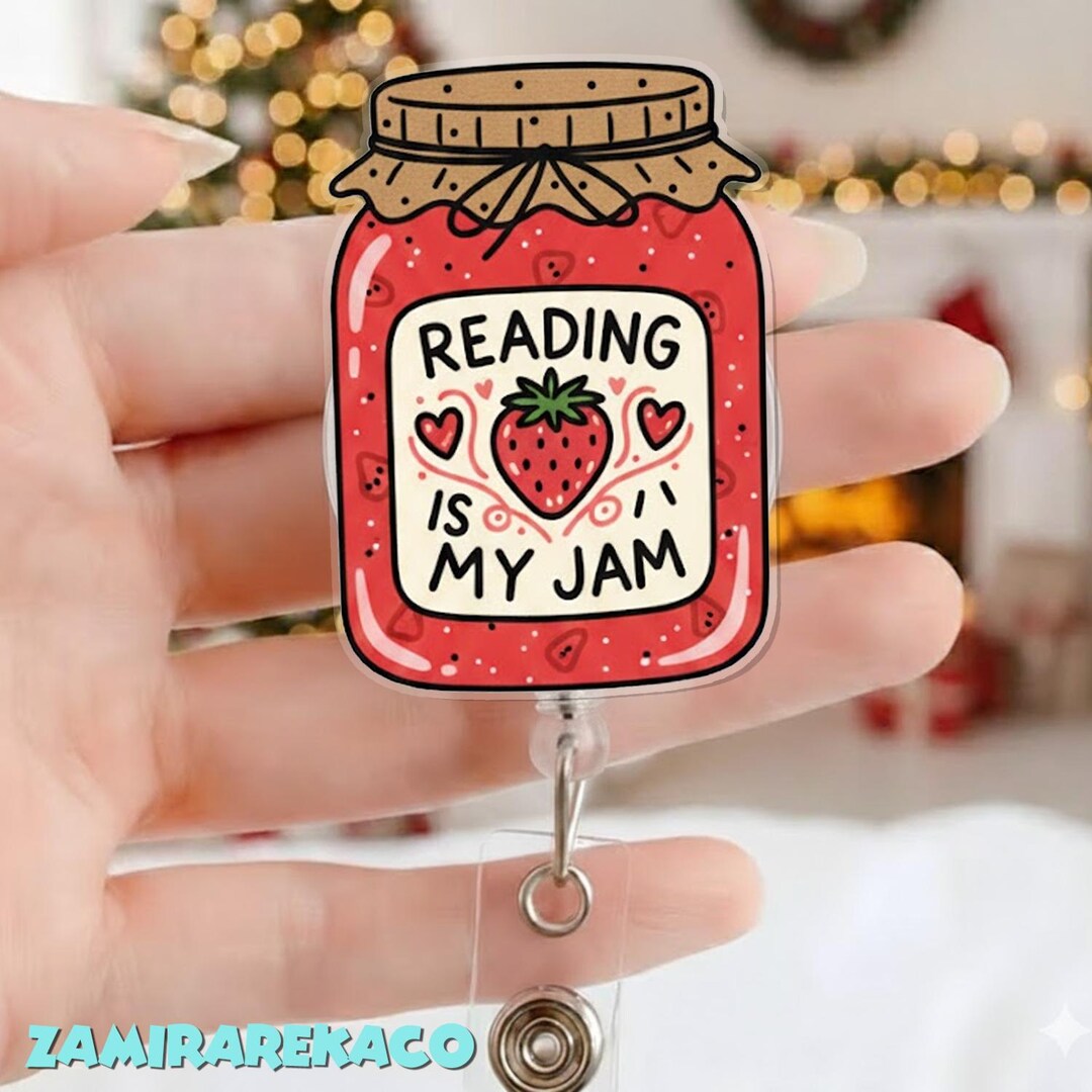 Reading is My Jam Badge Reel, Cute Book Lover ID Holder, Librarian ...