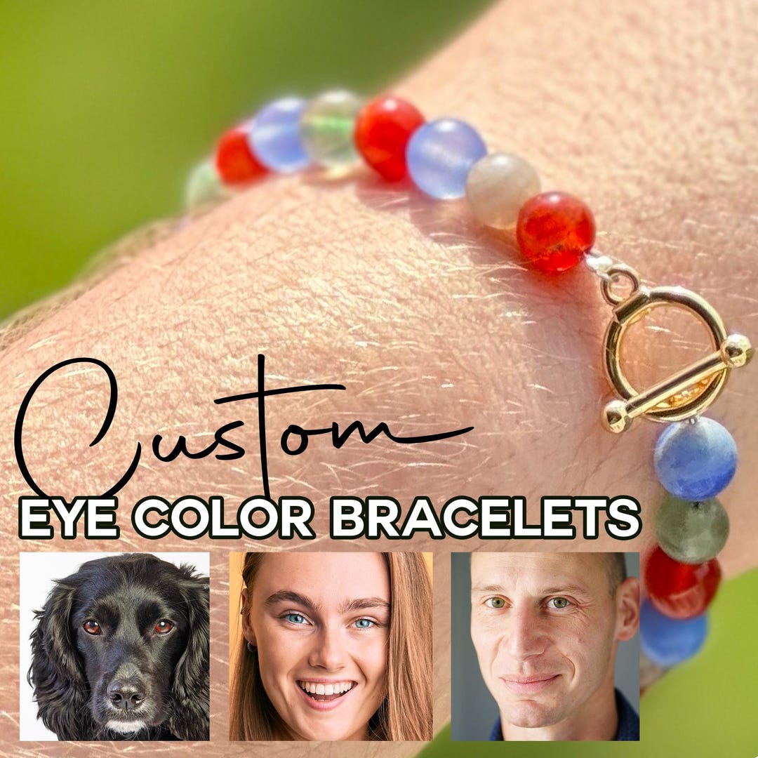 Custom Eye Color Bracelets With Semi-precious Stone Beads & 18 Karat ...