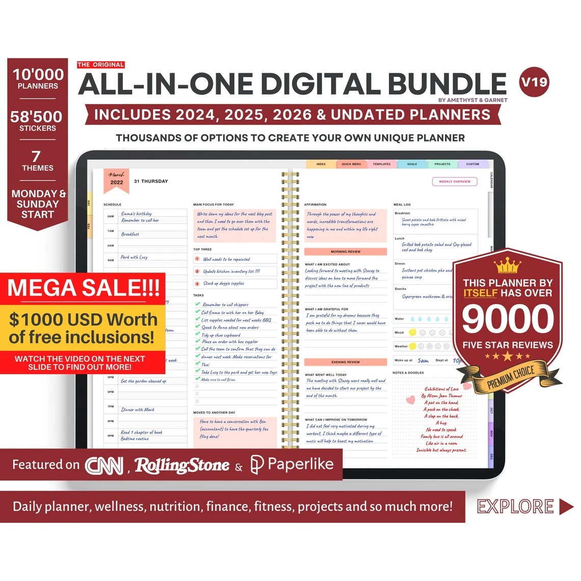 RAINBOW Premium Digital Planner Bundle Whole Shop iPad PDF Annotation ...