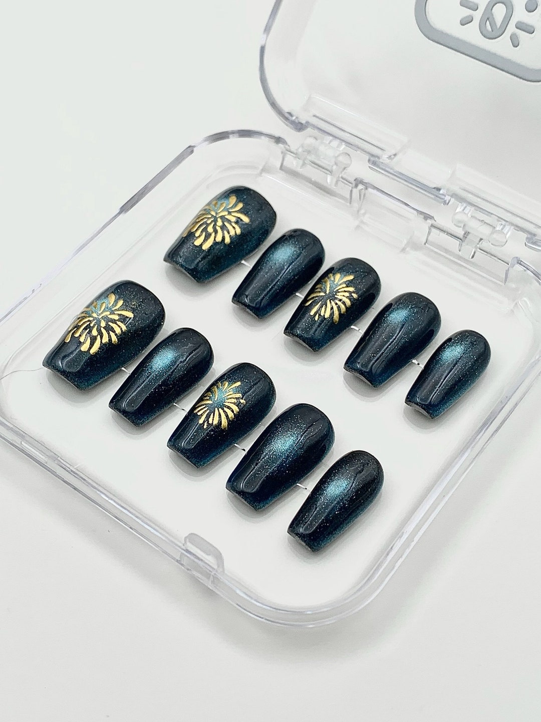 Midnight Fireworks Press on Nails Fake Nails Glue on Nails Reusable ...
