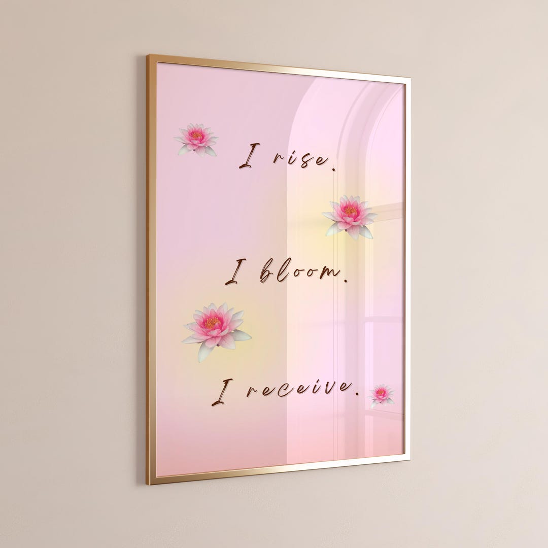 Lotus Flower Wall Art Print Pink | Rise Bloom Receive Affirmation ...