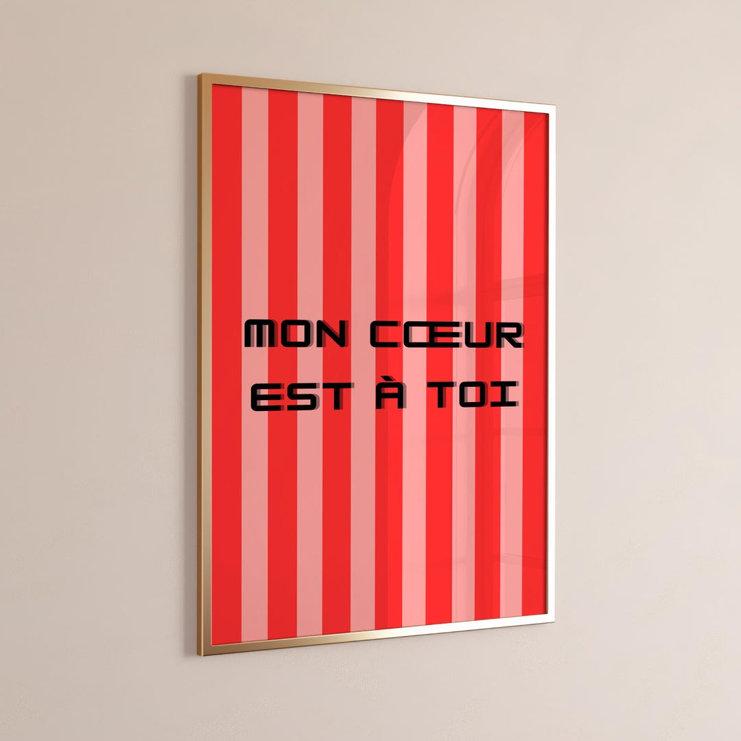 Printable French Love Quote Wall Art – Mon Coeur Est à Toi – Romantic ...