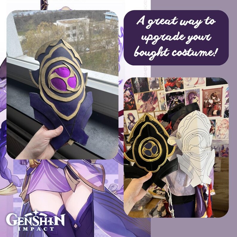 Raiden Shogun Shoulder Armor for Cosplay Blueprint Genshin Impact ...