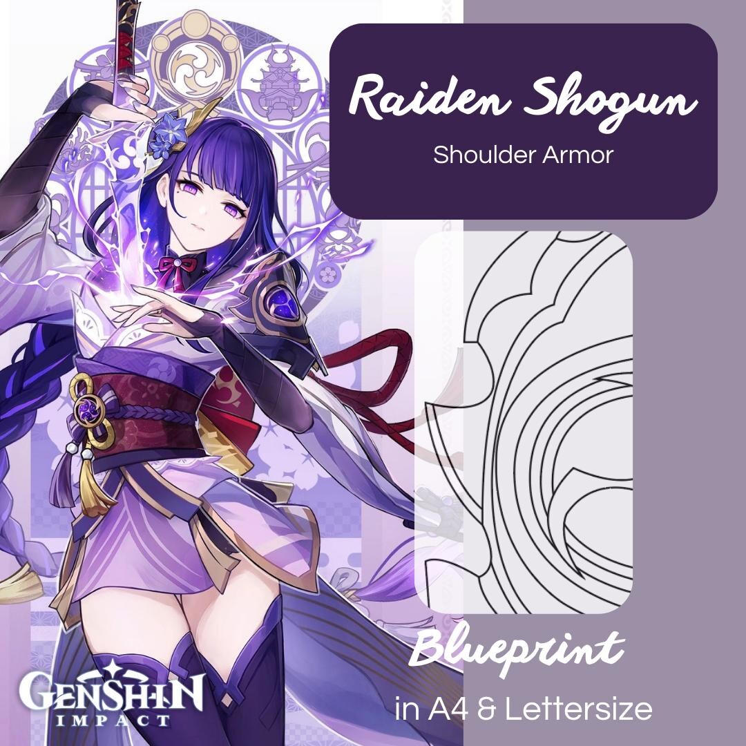 Armadura de hombro Raiden Shogun para cosplay Blueprint Genshin Impact ...