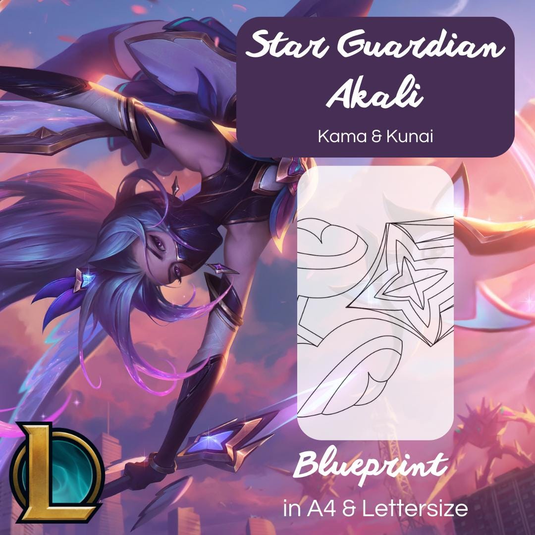 Star Guardian Akali Kama & Kunai Weapon Blueprint League of Legends - Etsy