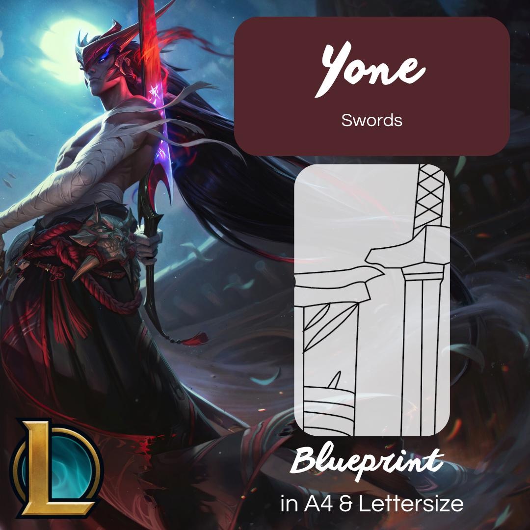 Yone Swords Blueprint for Cosplay League of Legends - Etsy