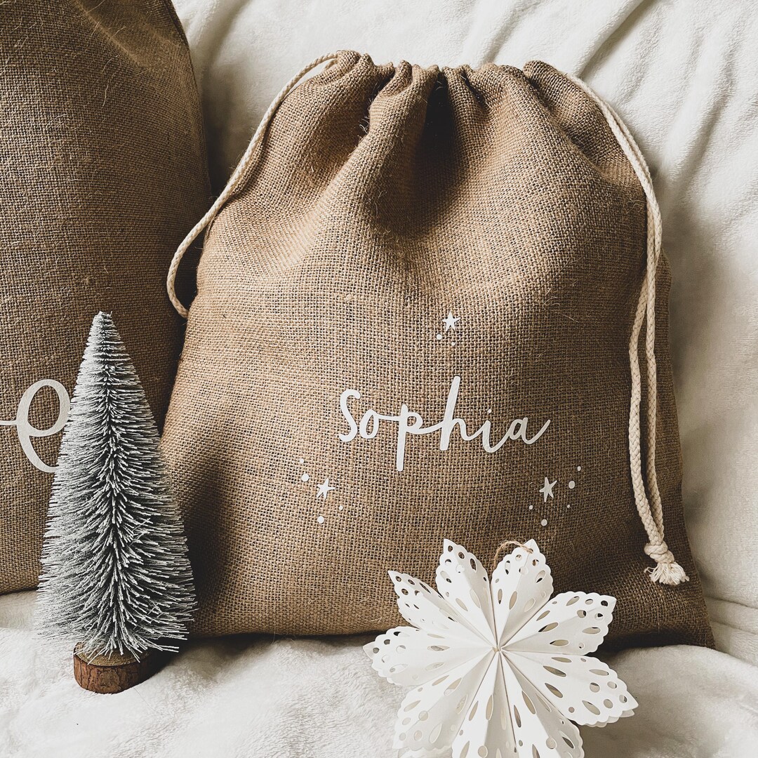 Personalised Jute Christmas Sacks Various Sizes - Etsy UK