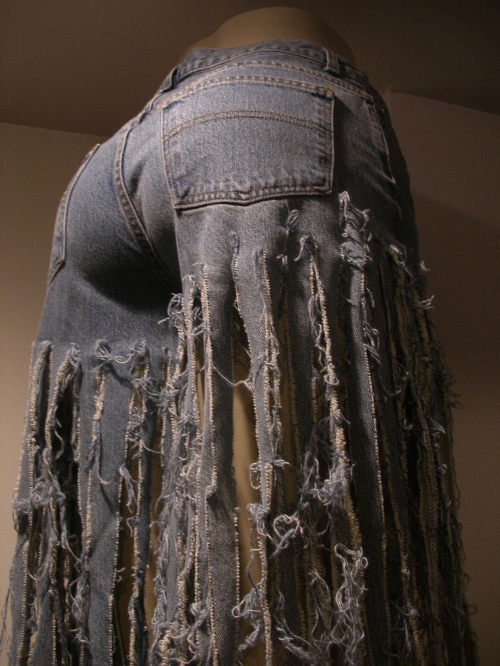 Wild Stringed Out Womens Denim Jeans Womens Jeans Cut Up | Etsy