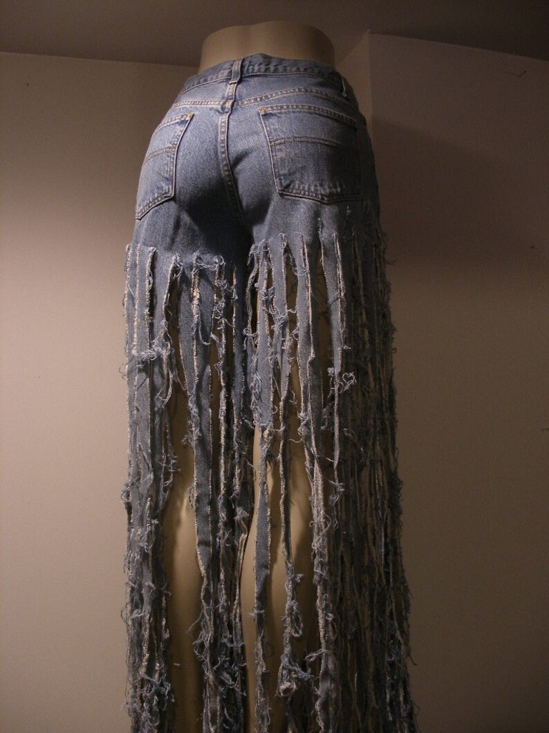 Wild Stringed Out Womens Denim Jeans Womens Jeans Cut Up | Etsy