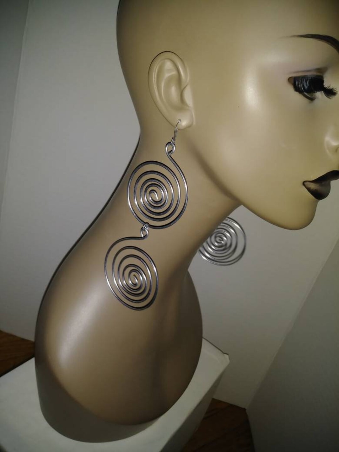 Fashionable Uniquely Shaped Spiral Earrings, Large Earrings, Long ...