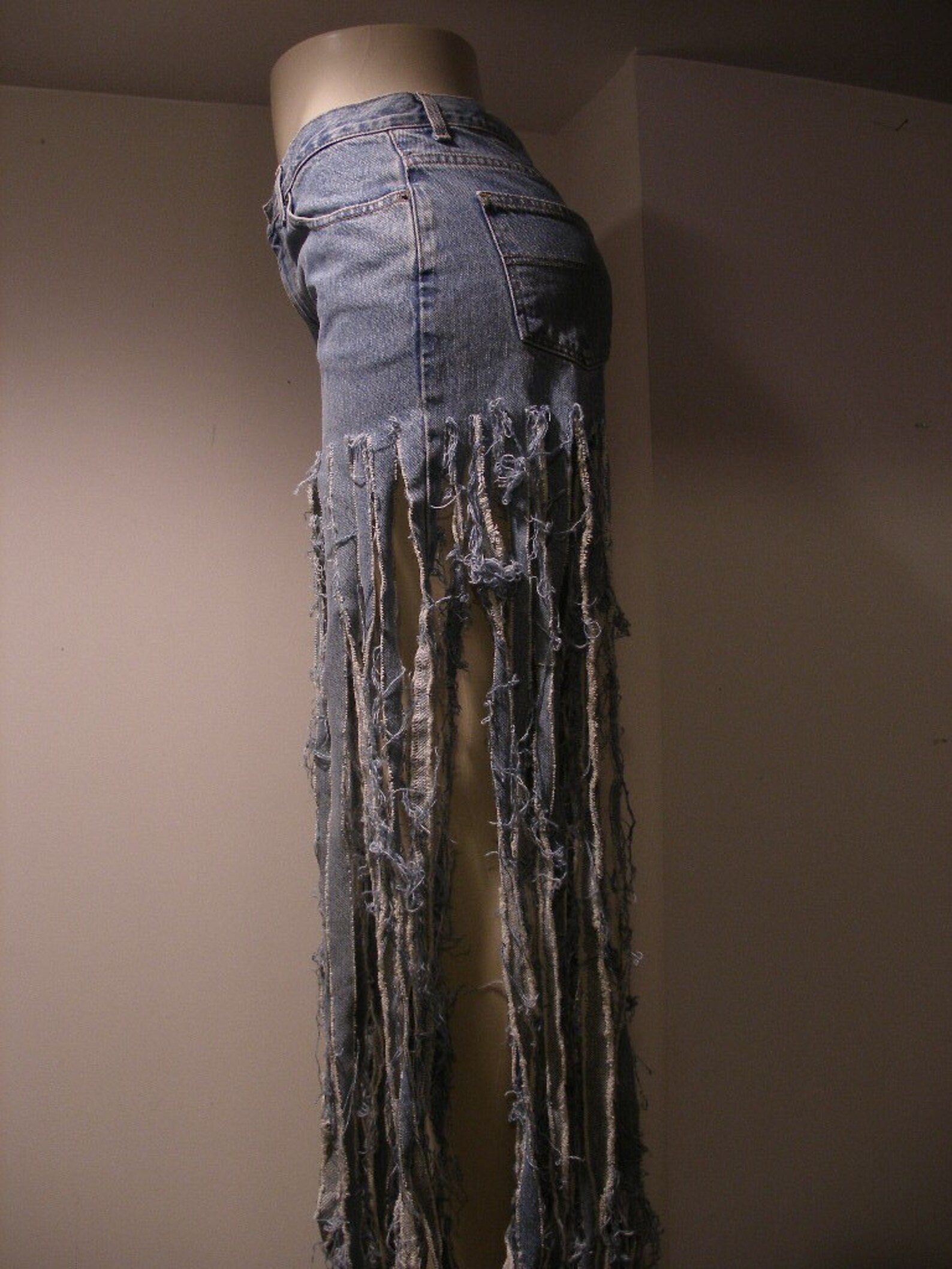 Wild Stringed Out Womens Denim Jeans Womens Jeans Cut Up | Etsy