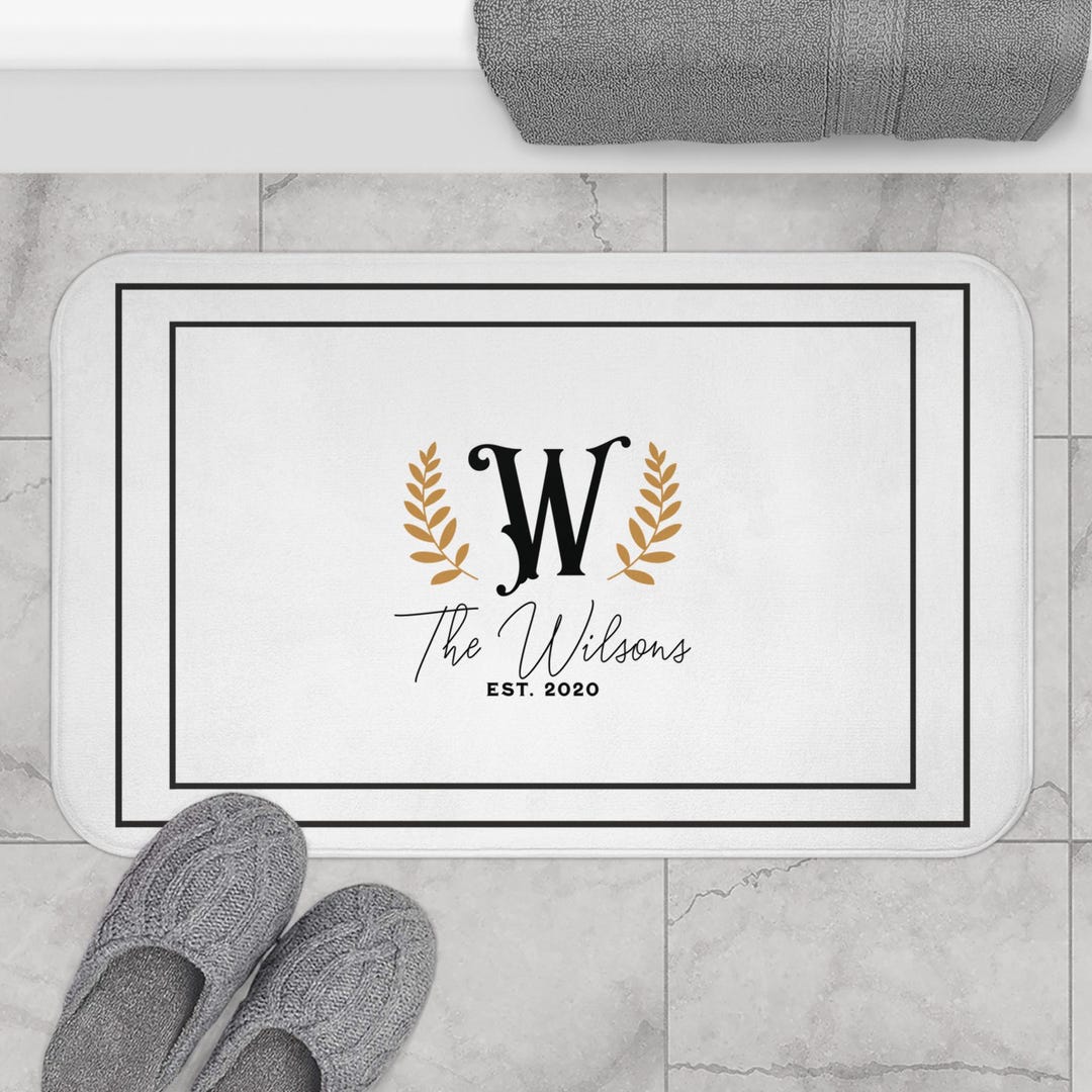 Matching Monogrammed Bath Set Bath Mat Elegant Monogram Design ...