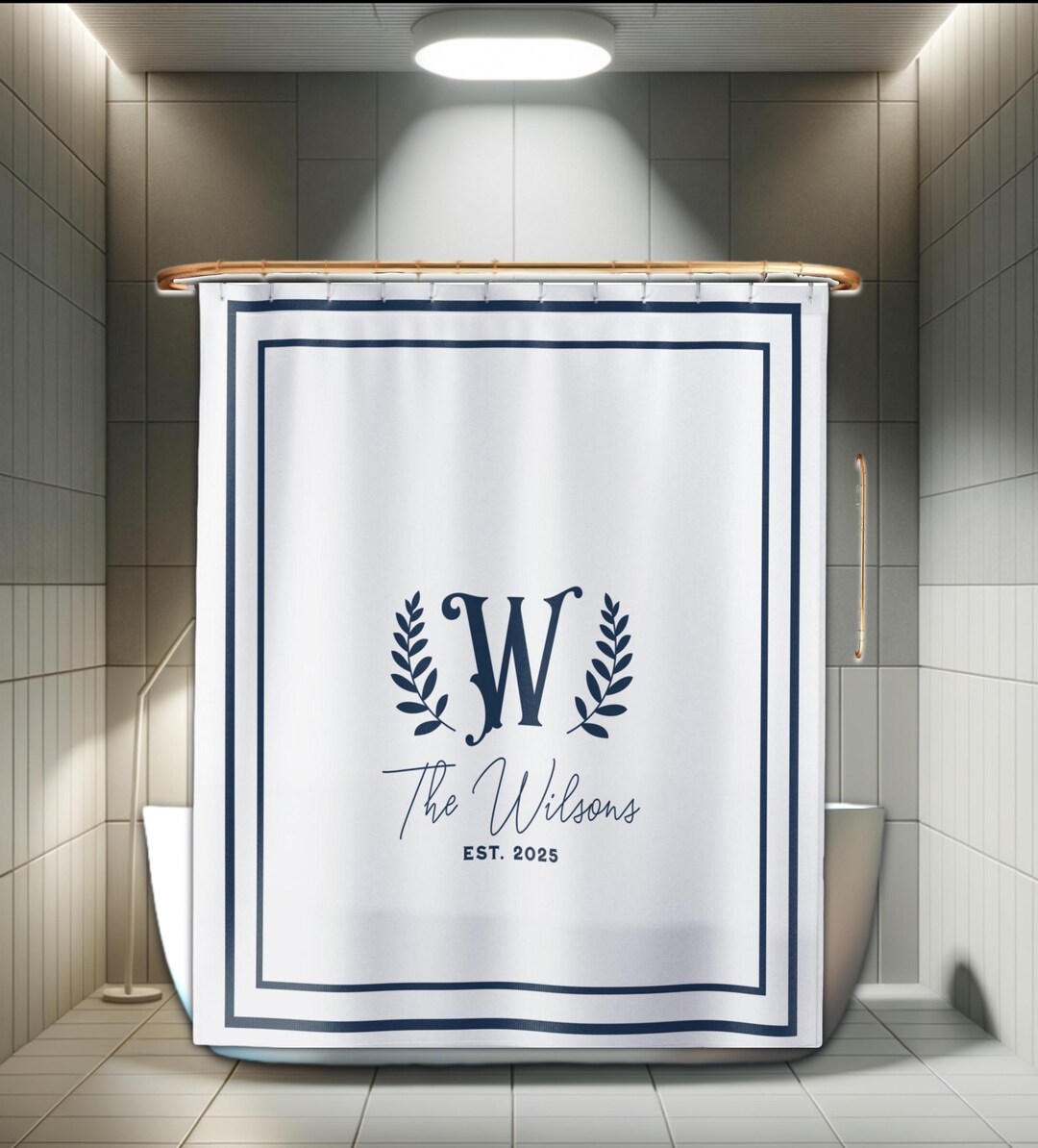 Custom Monogram Fabric Shower Curtain, Monogram Initials Add Initials ...