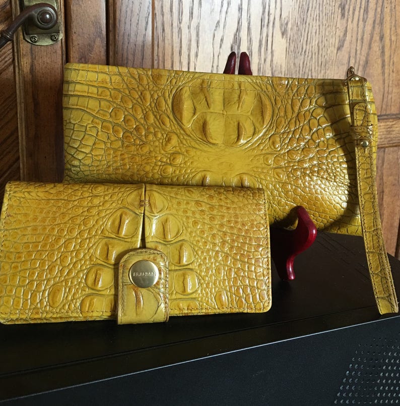 Vintage Brahmin Yellow Melbourne Florence Clutch /wallet SET - Etsy
