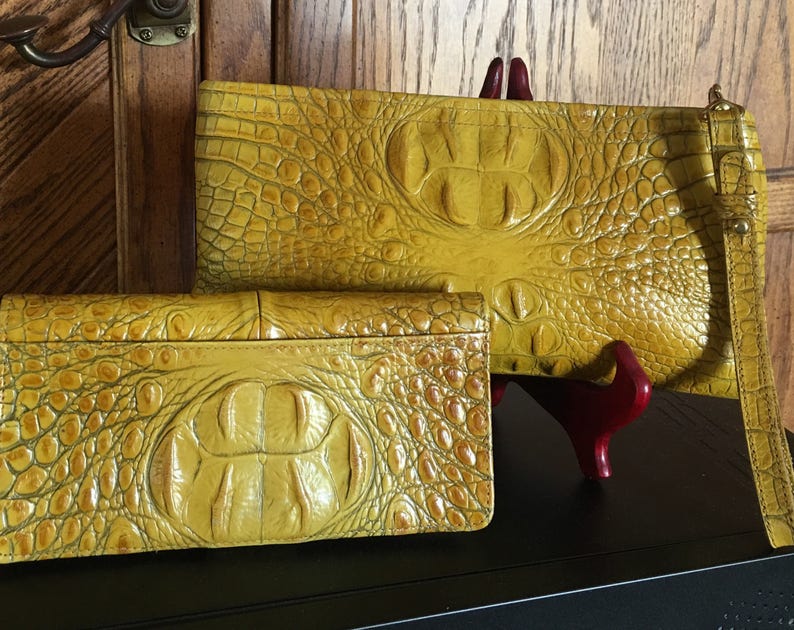 Vintage Brahmin Yellow Melbourne Florence Clutch /Wallet SET - Etsy 日本