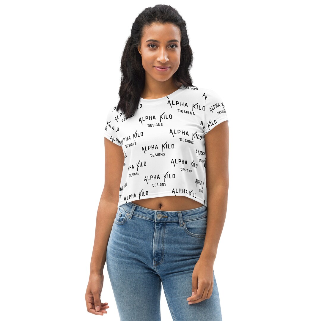 All-over Print Crop Tee, Alpha Kilo Designs Crop Top - Etsy