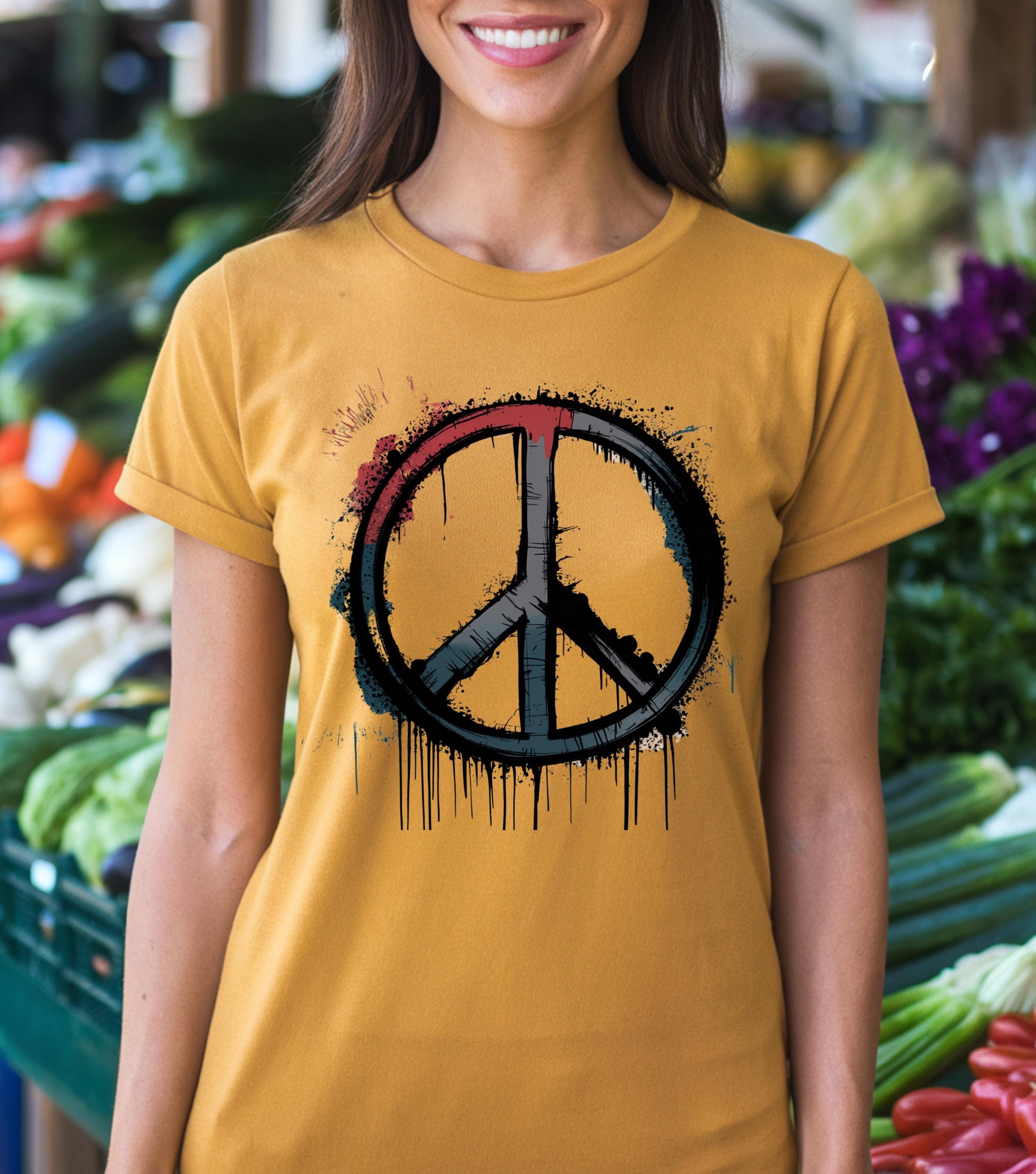 Spray-painted Peace Symbol T-shirt Street Art Style Urban Rebellion and ...