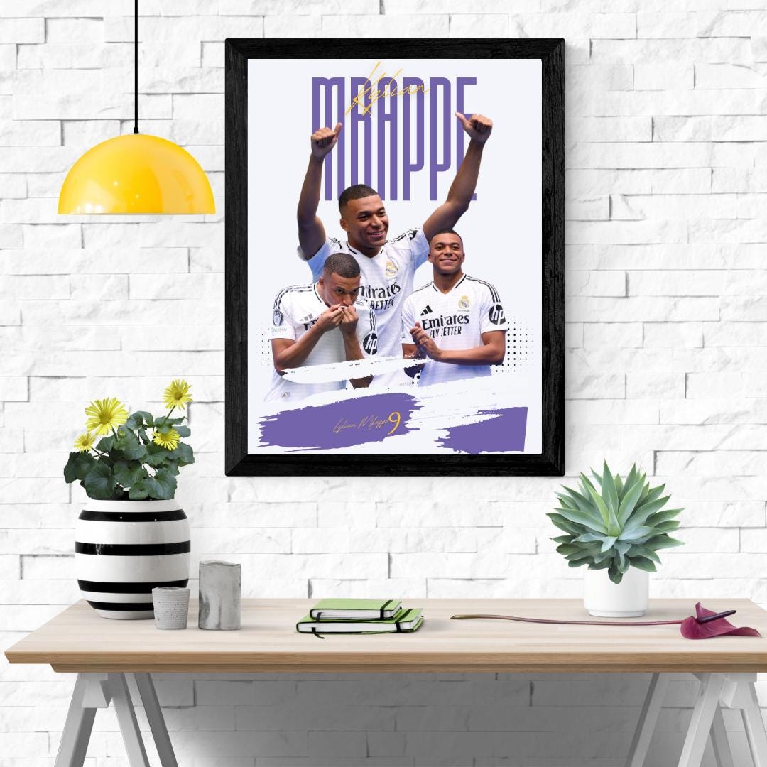 Kylian Mbappe A3 Printable Poster, Sport Wall, Real Madrid Gift ...