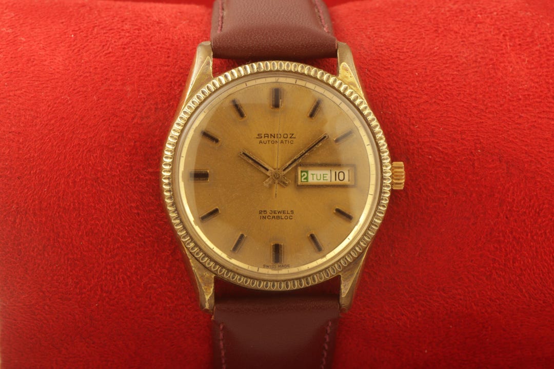 VINTAGE SANDOZ Automatic Mens Working Swiss Wrist Watch Excellent Dial ...